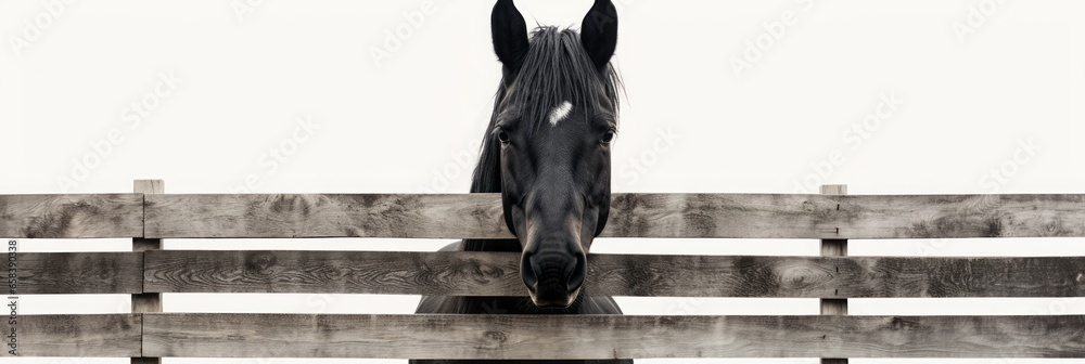 Sleek Modern Wooden Black Horse Fence, Isolated on a White Background ...