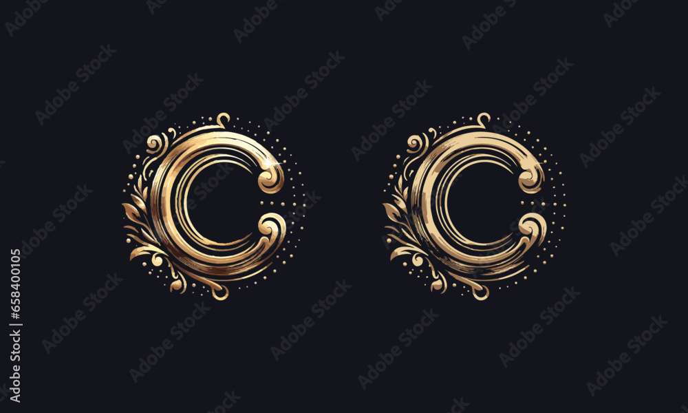 Letter C vector logo luxury golden Stock Vector | Adobe Stock