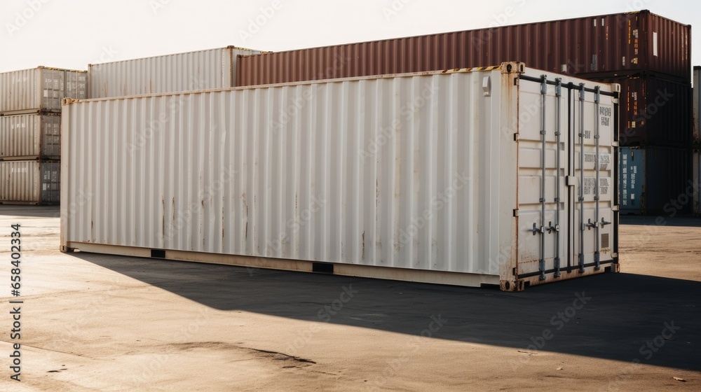 Minimalistic cargo container in an industrial setting. Clean lines ...