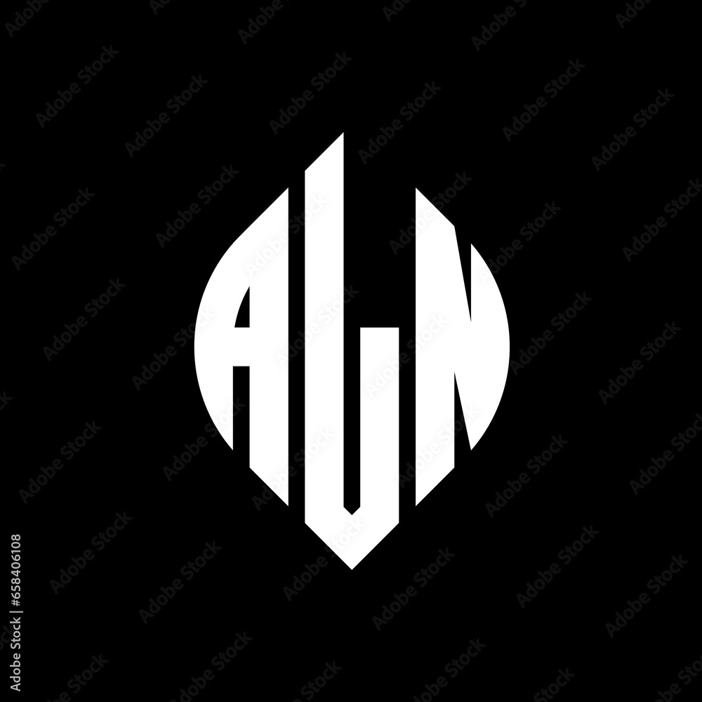 ALN circle letter logo design with circle and ellipse shape. ALN ...