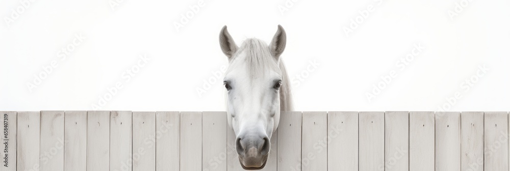 White Painted Wooden Horse Fence, Isolated on a White Background ...