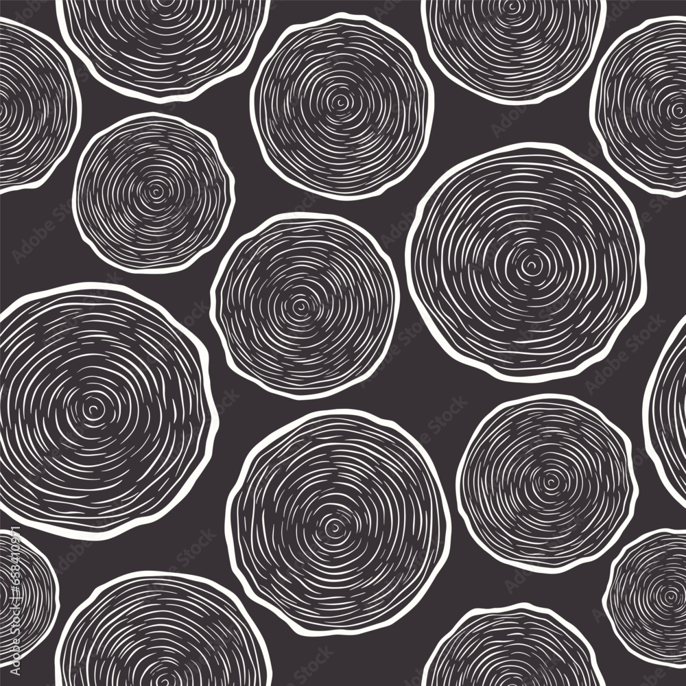 Vector Seamless Pattern with Tree Rings, Saw Cut Tree Trunk, Wood Log ...