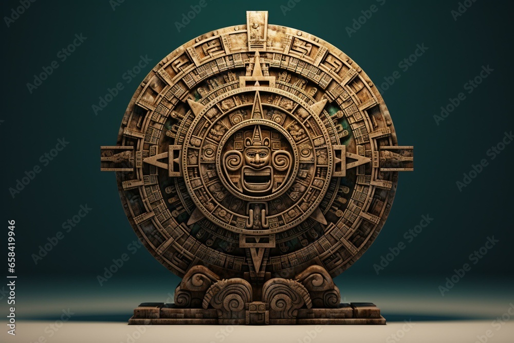 Mayan calendar from ancient times depicted in a 3D illustration ...