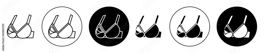 nursing bra icon set. summer bra vector symbol in black filled and ...