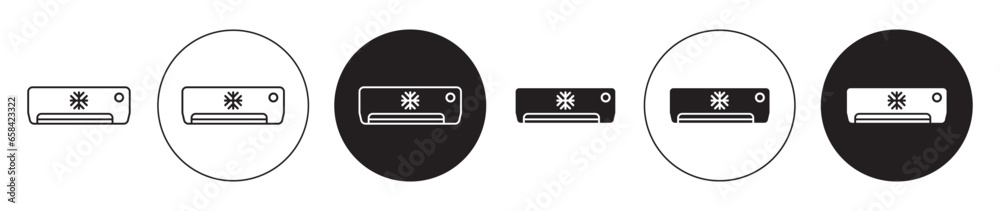 AC unit icon set. indoor air conditioner vector symbol in black filled ...