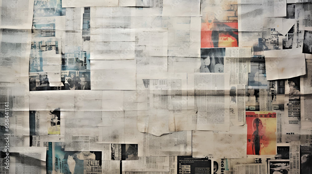Newspaper Magazine Collage Background Texture, elements of typography ...