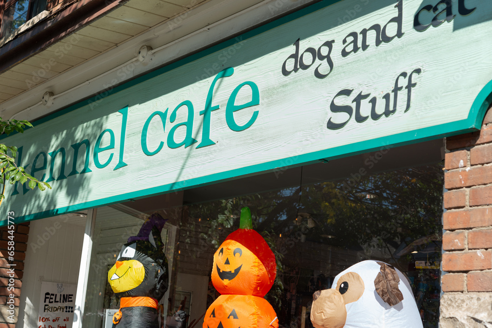 exterior sign and shop window display of Kennel Cafe located at 285 ...