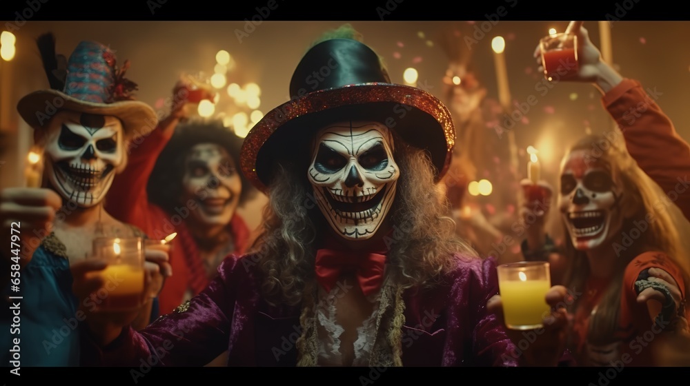 Selfie of group of people of different ages looking into camera, people ...