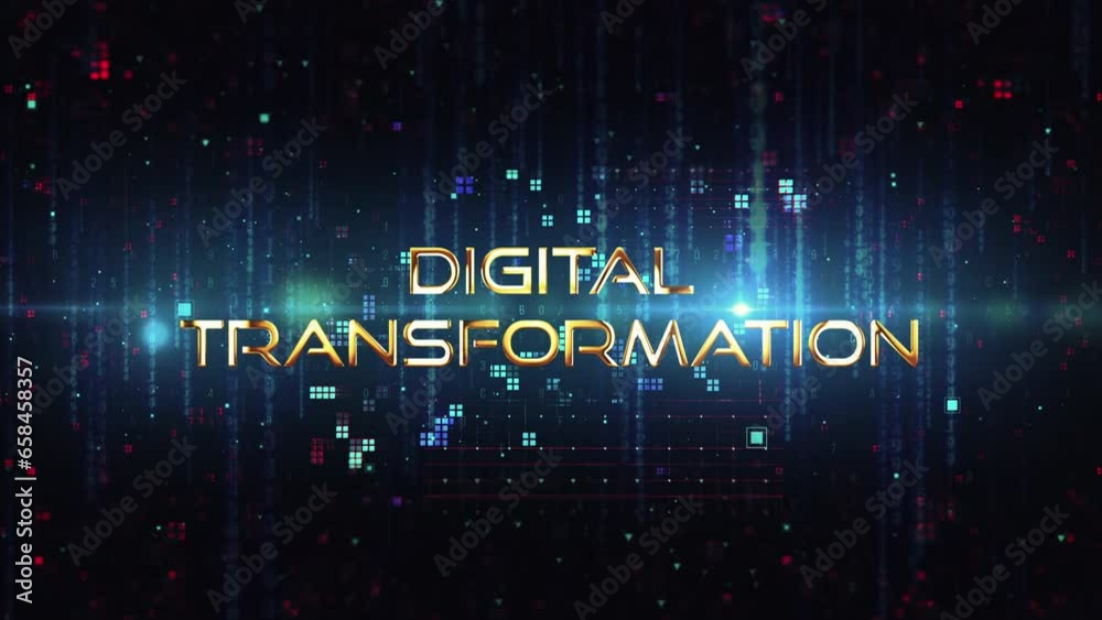 Digital Transformation text abstract science technology futuristic 3D ...
