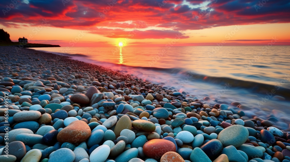 beach front full hd wallpaper stones nature background, generative ai ...