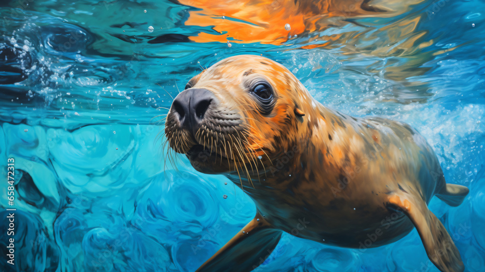 Generative AI Vision: A Vivid Seal's Journey in a Tilt-Shifted Ocean ...