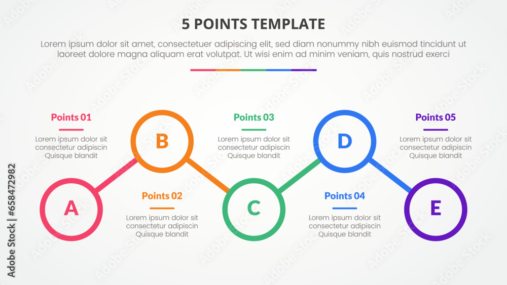 5 points stage template infographic concept for slide presentation with ...