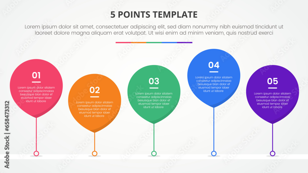 5 points stage template infographic concept for slide presentation with ...