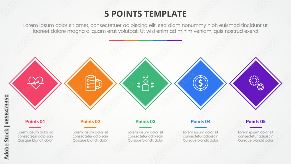5 points stage template infographic concept for slide presentation with ...