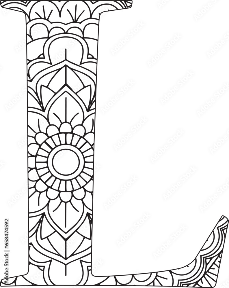 Vector Coloring page for adults. Contour black and white Capital ...