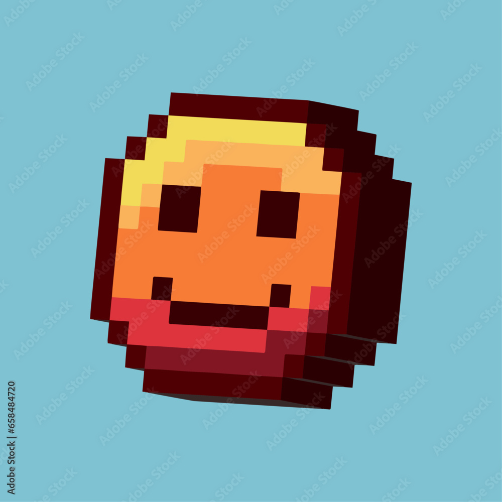 Isometric Pixel art 3d of emoticon face for items asset. Emoticon face ...