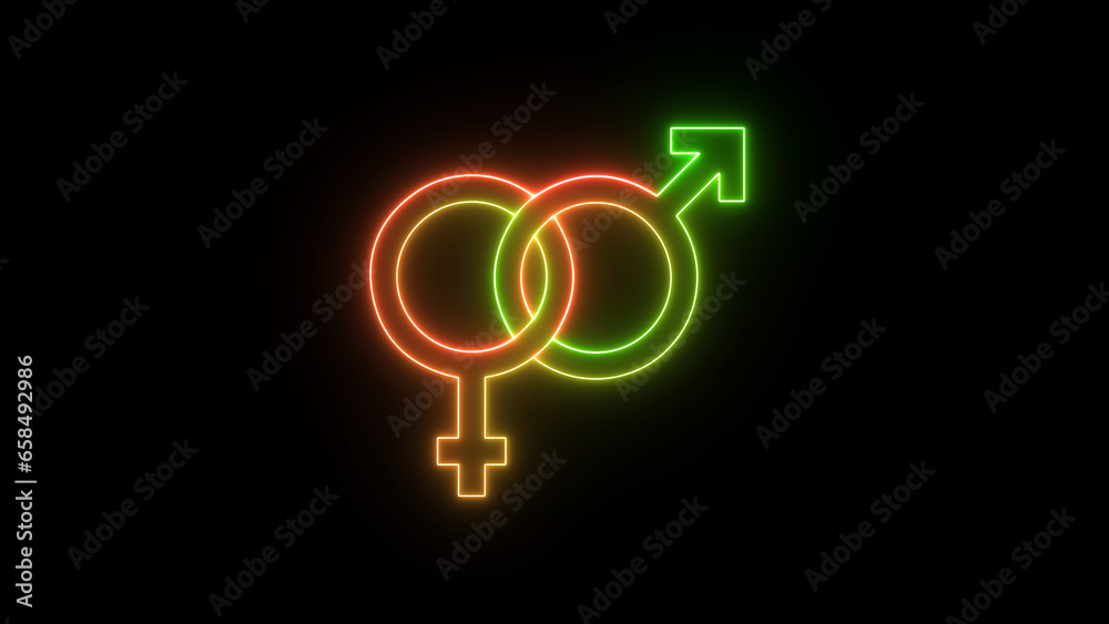Neon Gender symbol icon. glowing gender icon. Male, female sign of ...