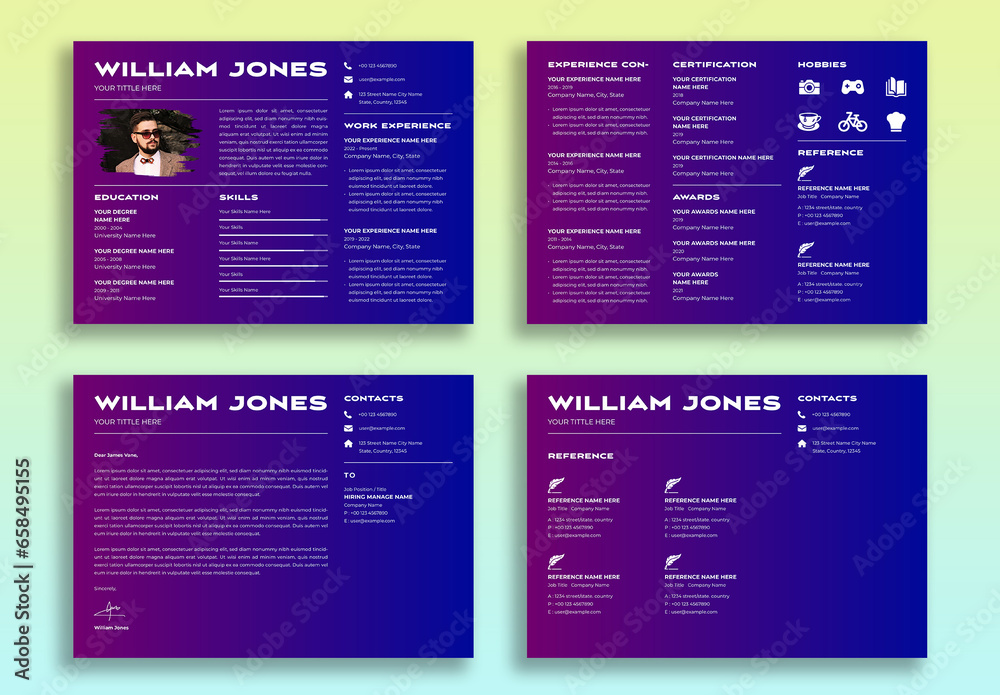Gradient CV Template Design Stock Template | Adobe Stock
