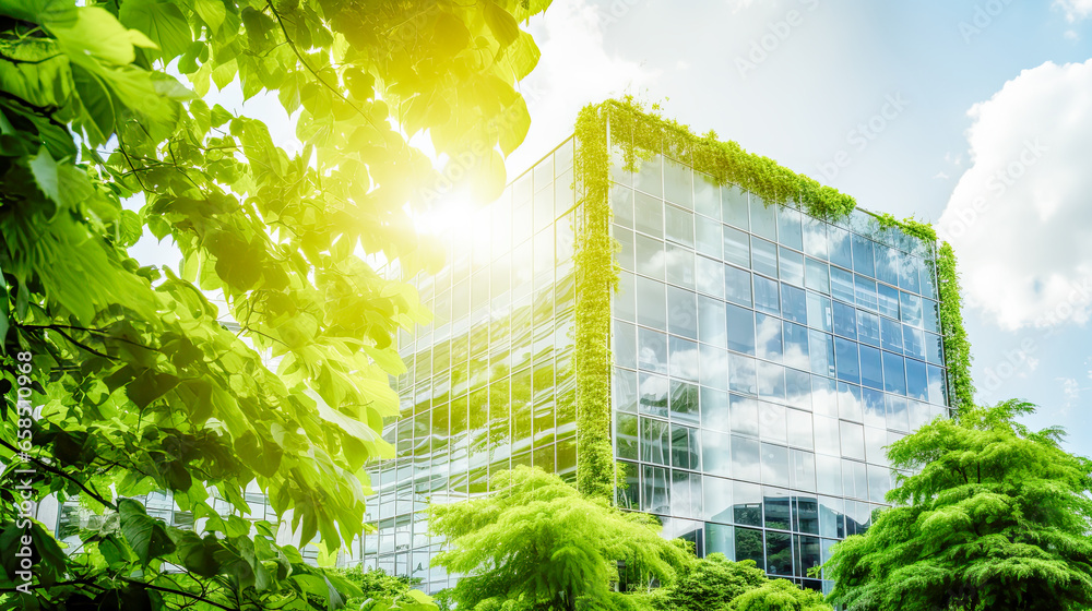 Foto de Biophilic design apartments. Modern greenery house on clear ...