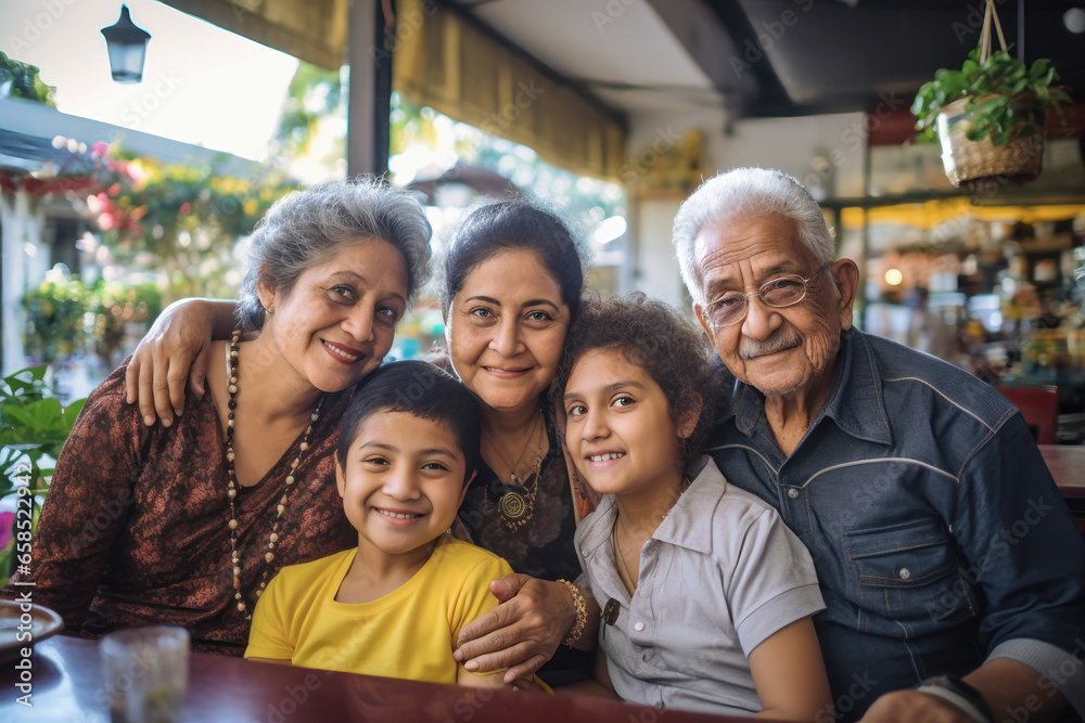 Big Mexican family together. Family photo of joyful old people ...