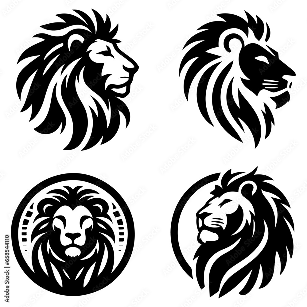 Lion Logo concept vector illustration black color Stock Vector | Adobe ...