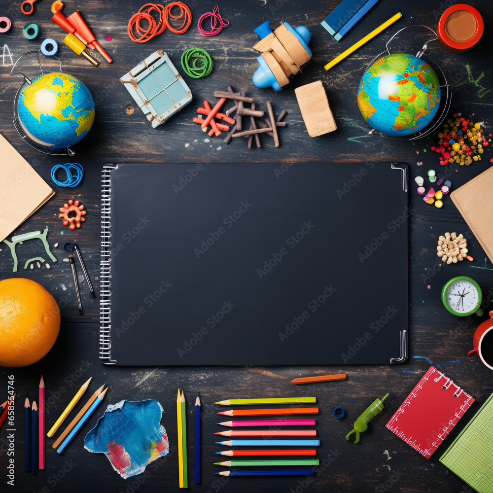 Education. Back to school concept over blackboard background Stock ...