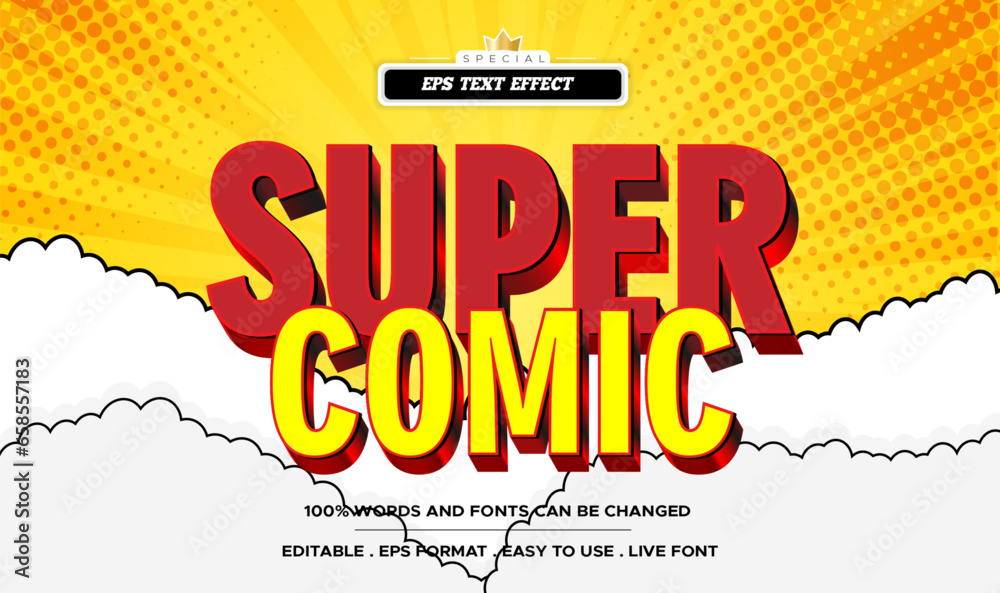 Super Comic Text Effect, Bring Your Words to Life with Dynamic Comic Book Style Stock Vector ...