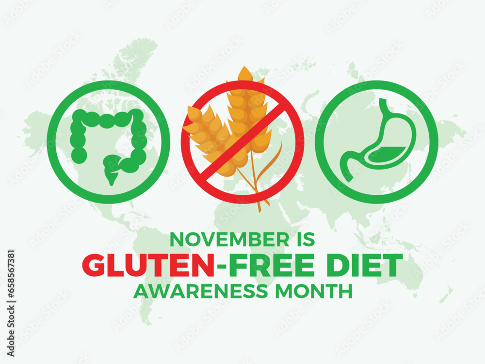 November is Gluten-free Diet Awareness Month vector illustration ...