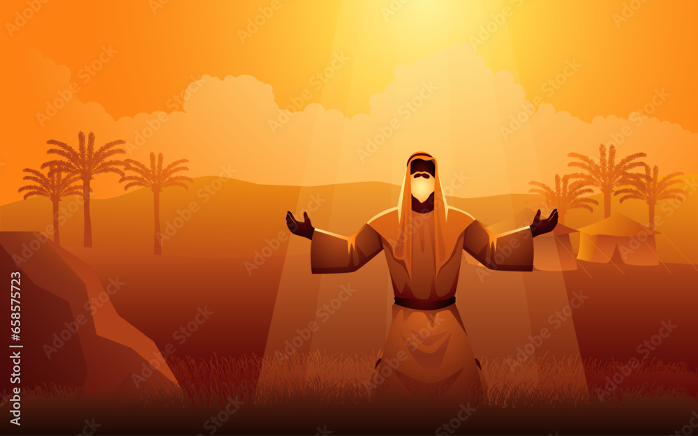Biblical vector illustration series, God makes covenant with Abraham ...