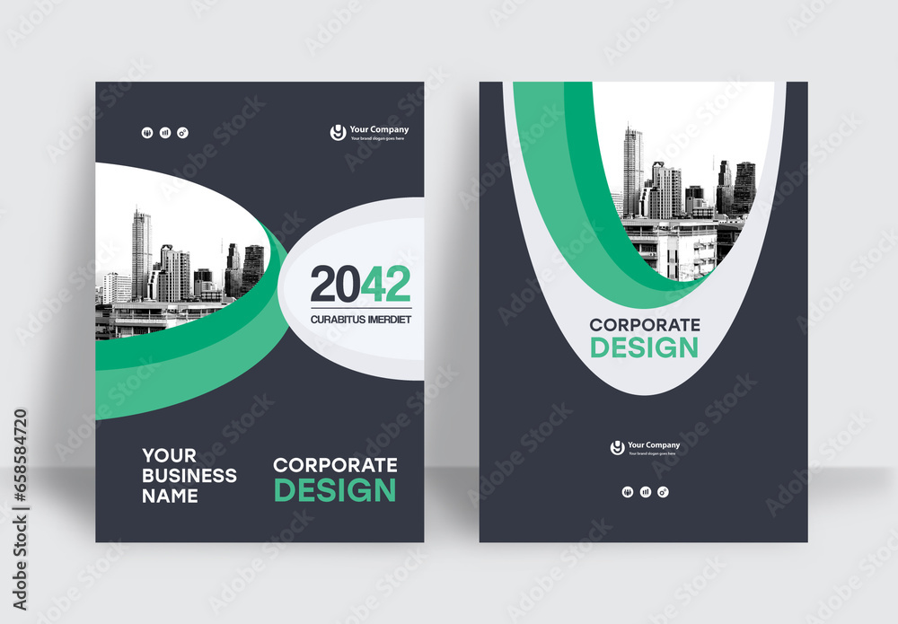 Green and Black Book Cover Layout Stock Template | Adobe Stock