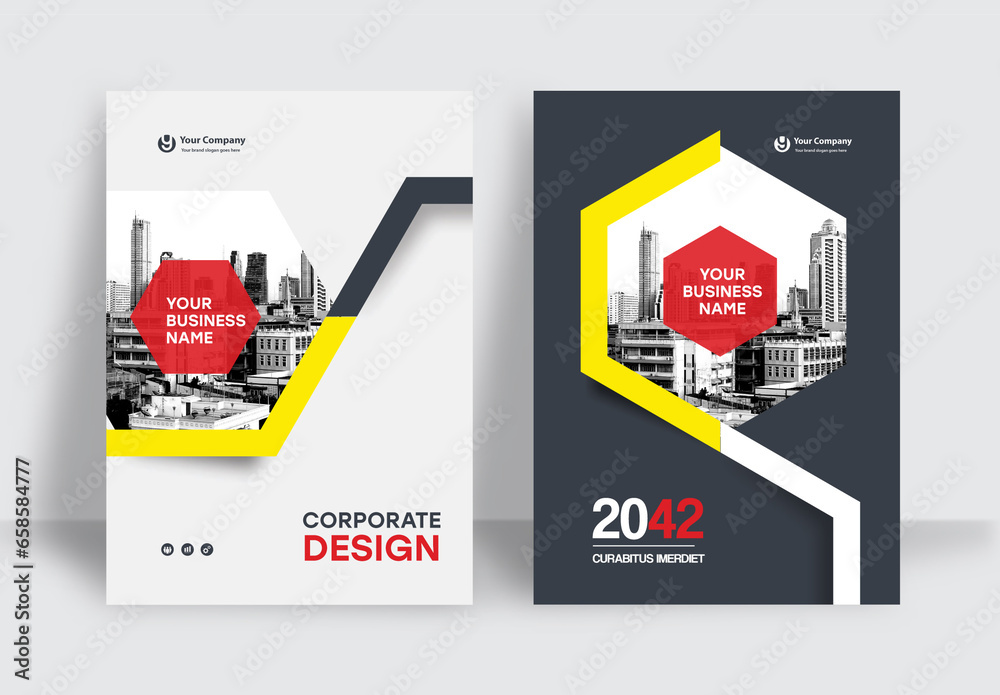 Red and Yellow Book Cover Layout Stock Template | Adobe Stock