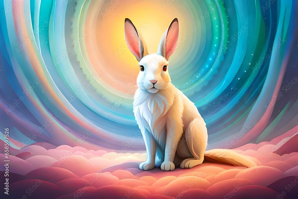 rabbit on the fantasy background, fantasy rabbit for the cover of comic ...