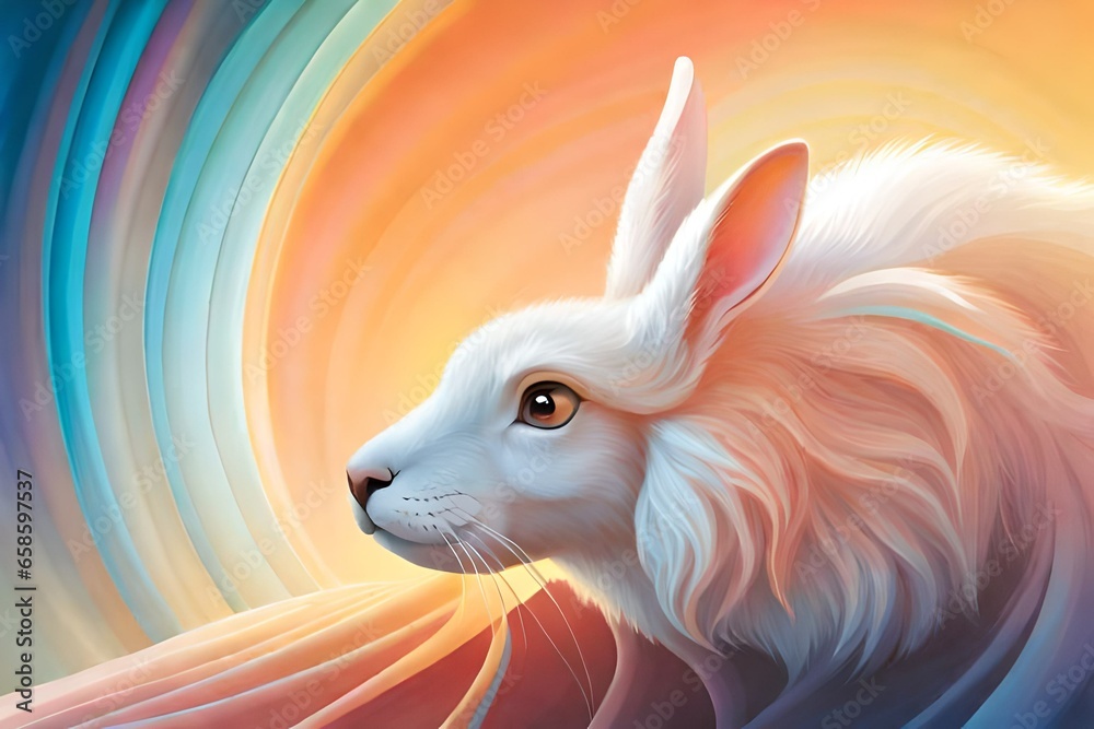 rabbit on the fantasy background, fantasy rabbit for the cover of comic ...