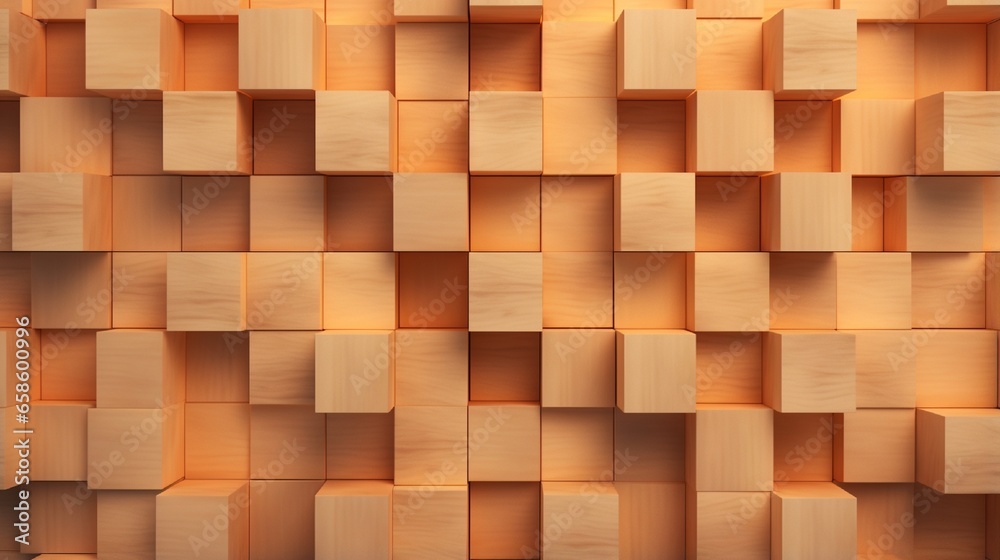 wooden cube background wall. wooden blocks backdrop. volumetric drawing ...