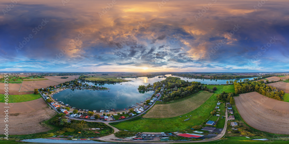 lake eicher see in germany 360° x 180° equirectangular aerial ...