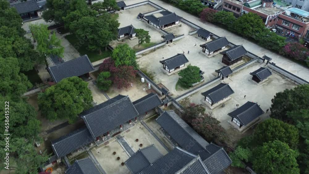Gyeonggijeon at Jeonju Hanok Village from aerial drone view. Korean ...