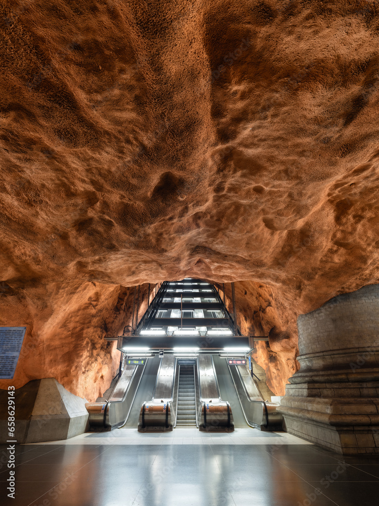 Radhuset station, Stockholm, Sweden. A popular metro station in the ...
