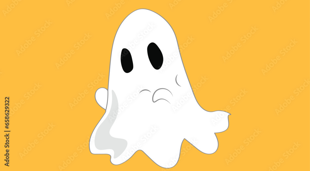 sad ghost face illustration cartoon simple drawing of halloween ...