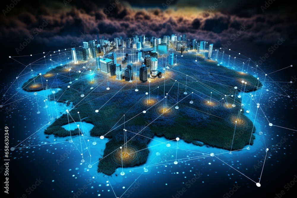 3d Depiction Of Australias Secure Iot Network Utilizing Big Data Cloud Computing Generative