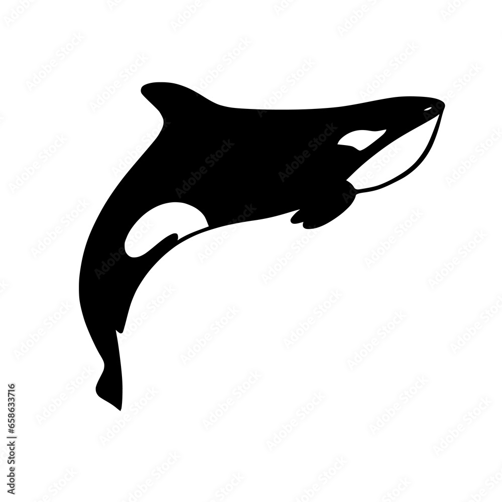 Vector illustration of a hand drawn silhouette of a killer whale Stock ...