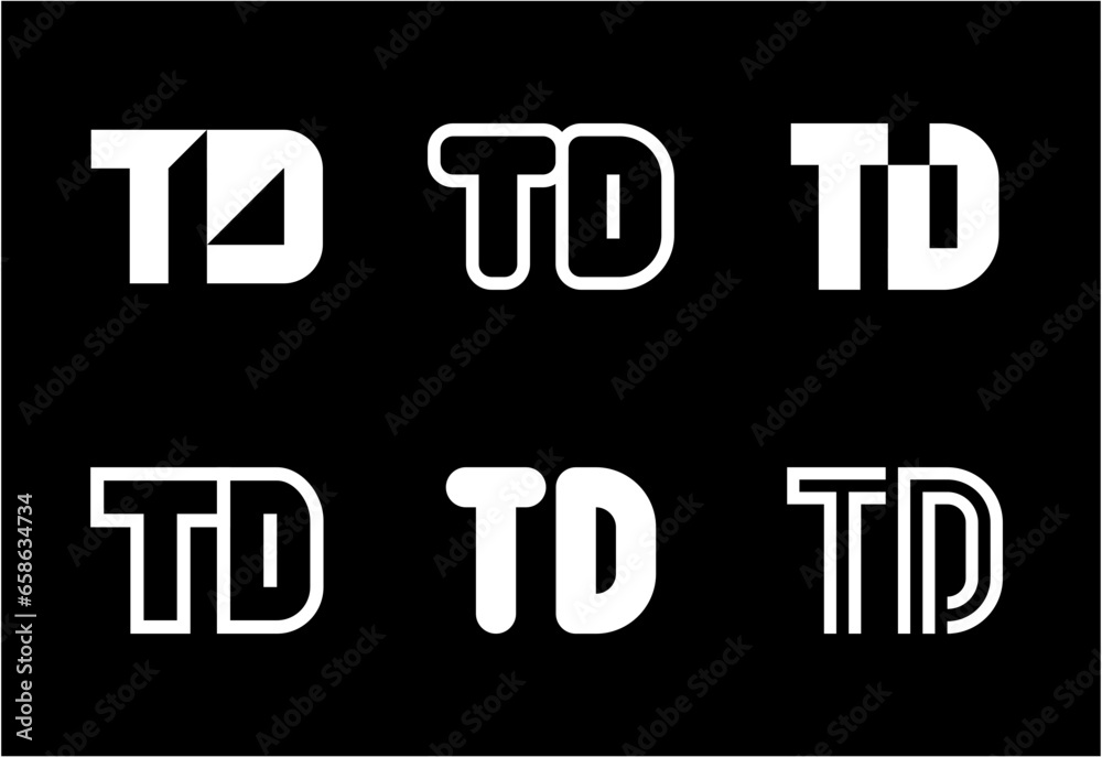 Set of letter TD logos. Abstract logos collection with letters ...