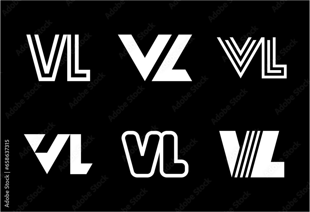 Set of letter VL logos. Abstract logos collection with letters ...