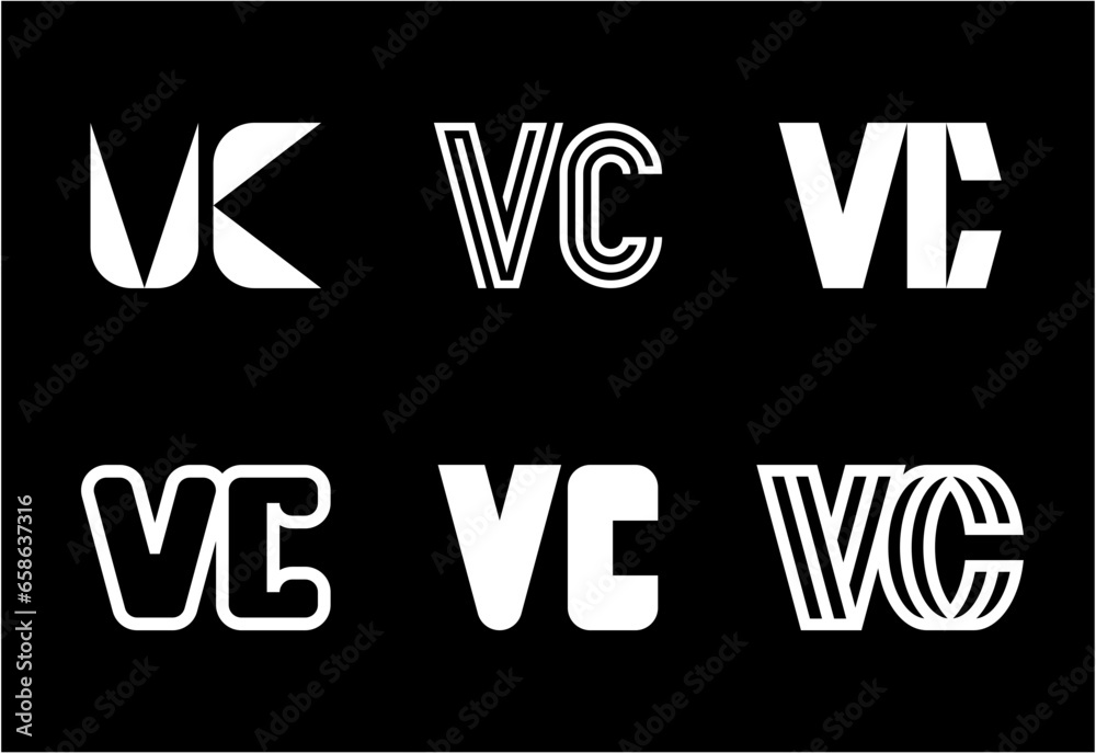 Set of letter VC logos. Abstract logos collection with letters ...