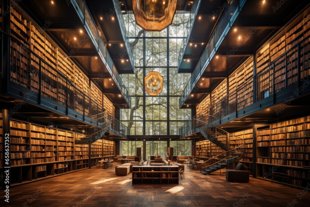 Explore the rich world of knowledge in this modern library. With its ...
