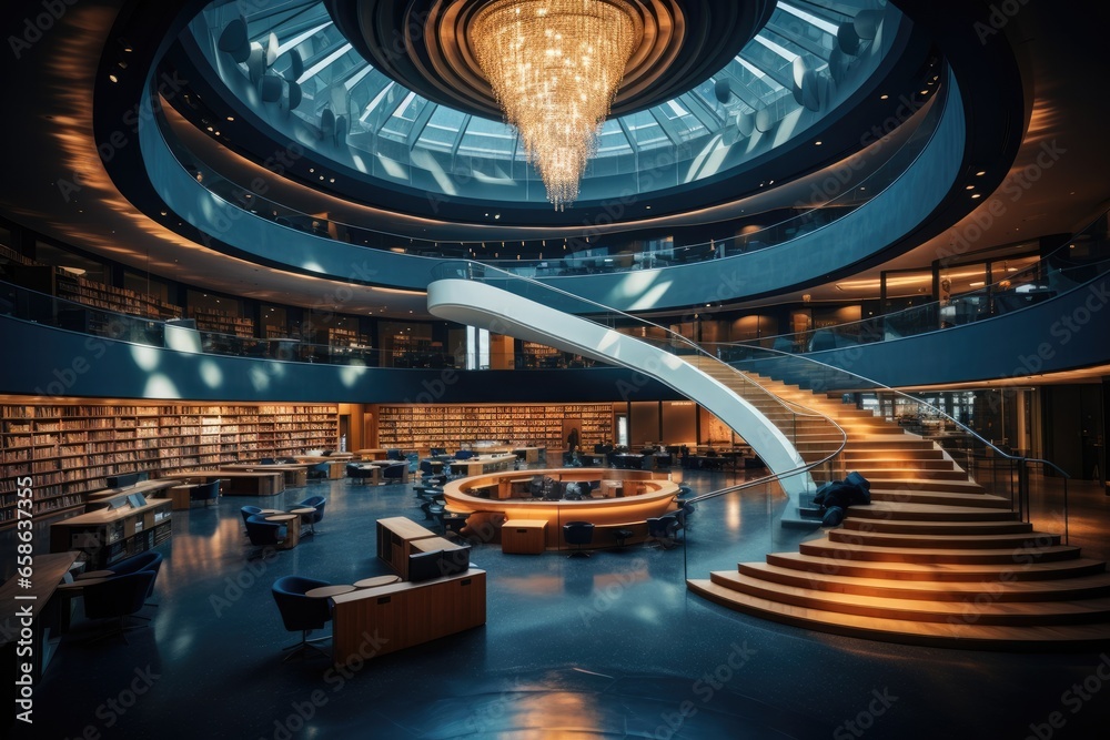 Explore the rich world of knowledge in this modern library. With its ...