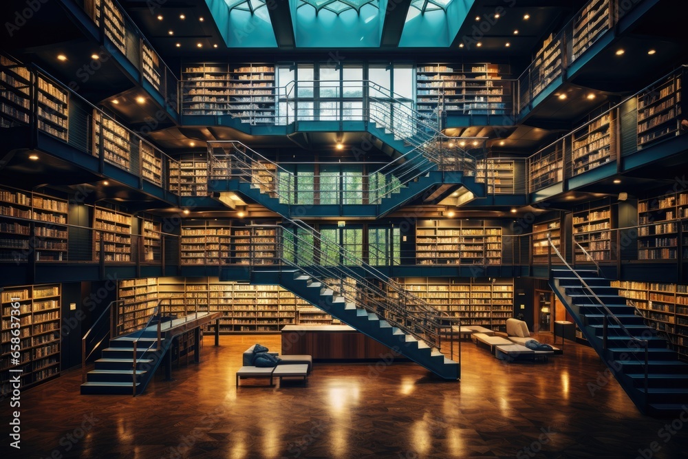 Explore the rich world of knowledge in this modern library. With its ...
