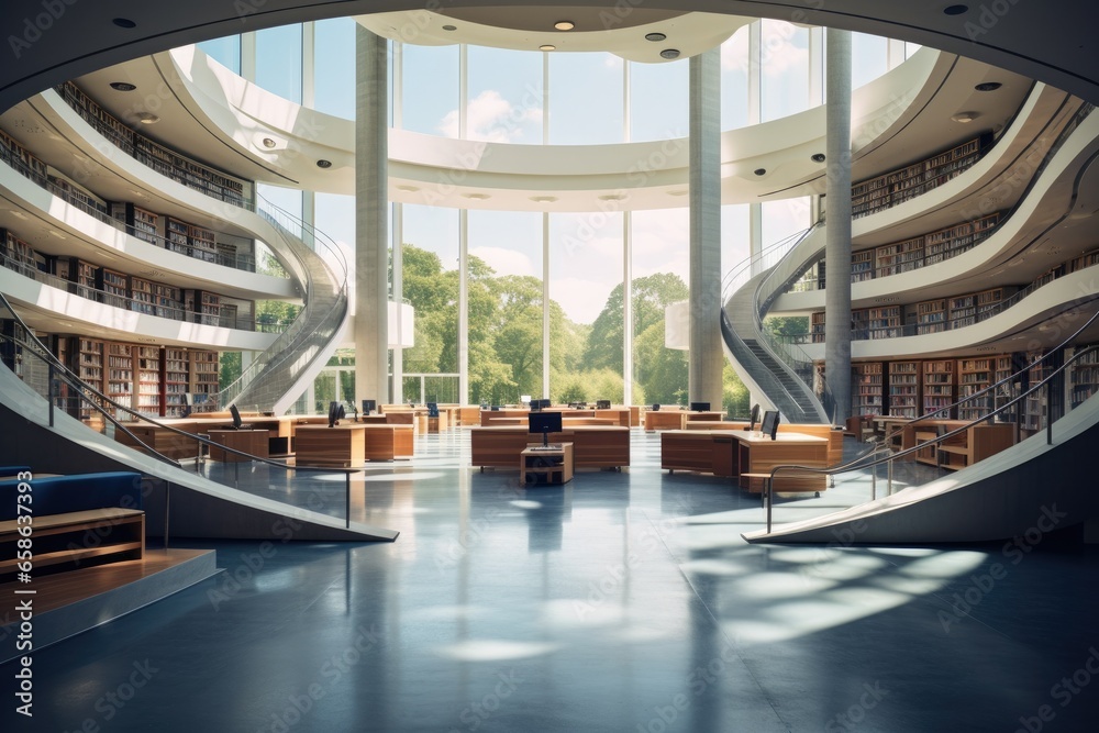 Explore the rich world of knowledge in this modern library. With its ...