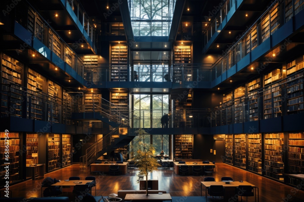 Explore the rich world of knowledge in this modern library. With its ...
