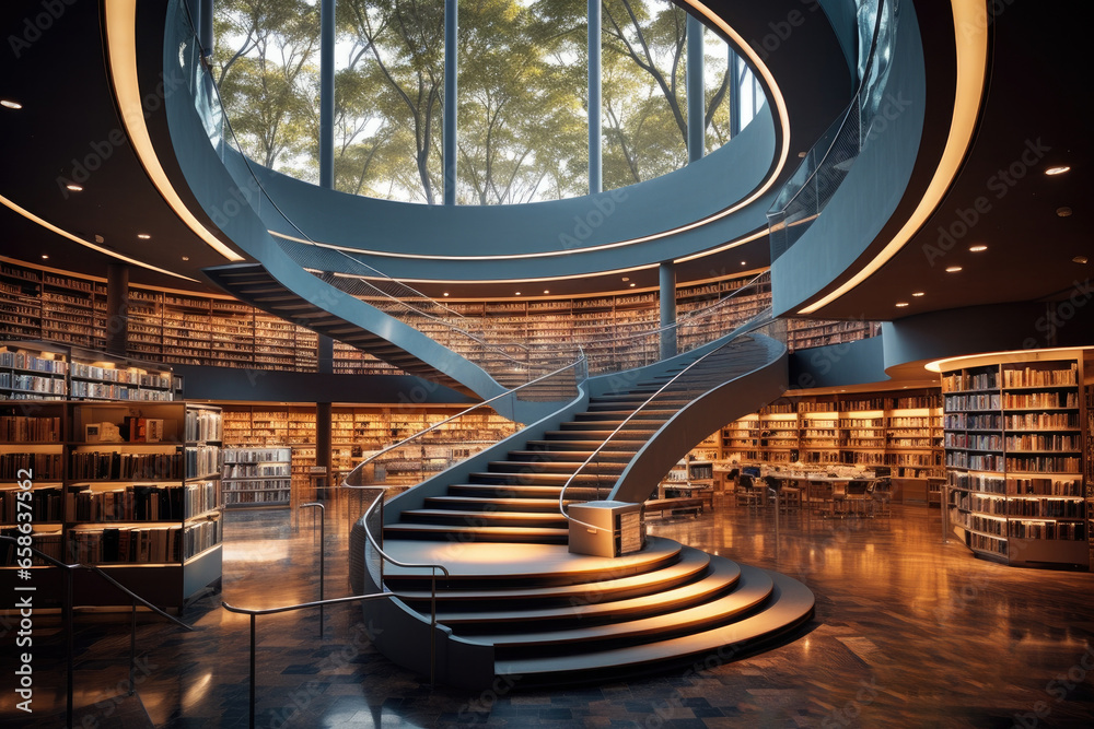Explore the rich world of knowledge in this modern library. With its ...