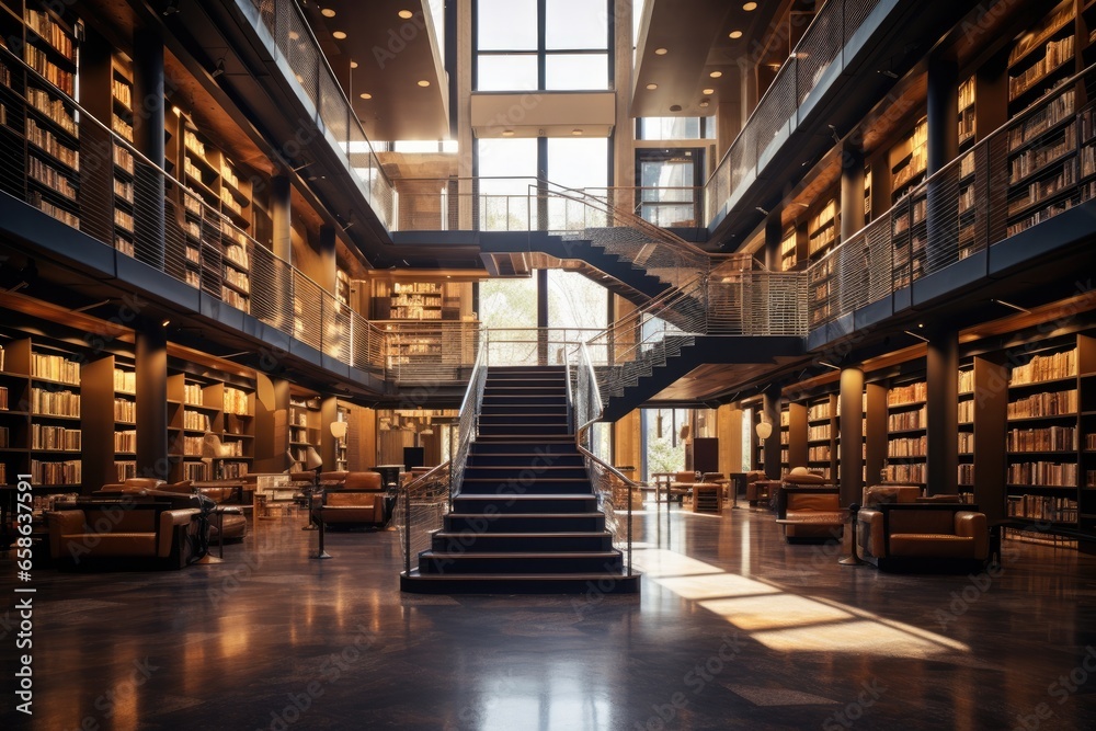Explore the rich world of knowledge in this modern library. With its ...